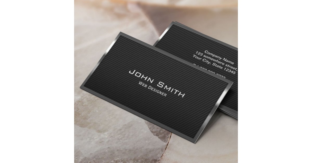 Black Carbon Fiber Web Design Business Card | Zazzle