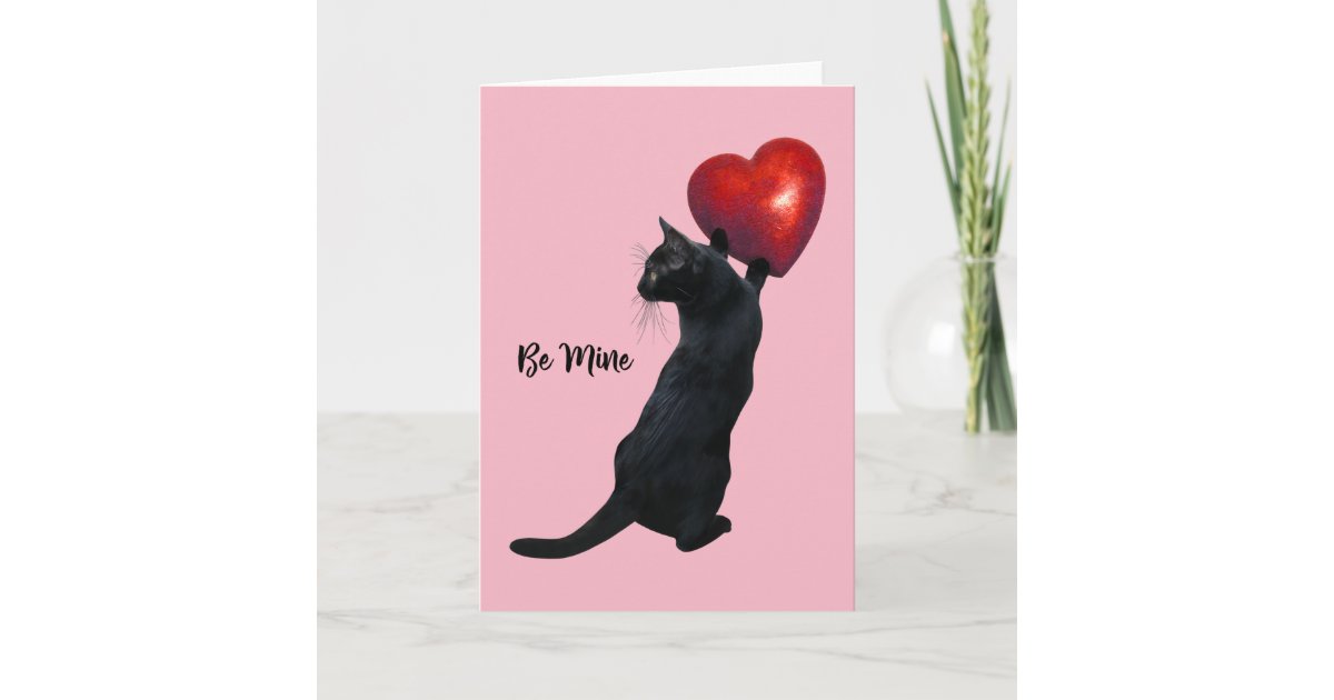 Black Cat Be Mine Valentine's Day Card | Zazzle