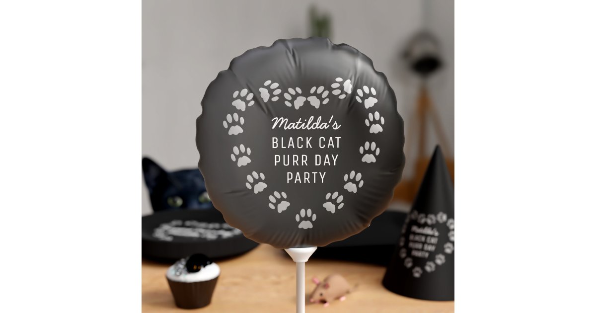 Black Cat Birthday Purr Day Party Custom Balloon | Zazzle
