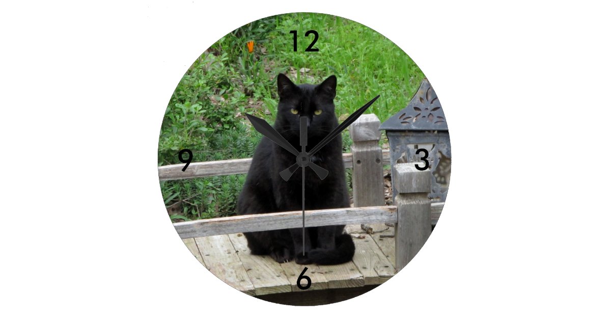 Black Cat Bridge Wall Clock | Zazzle