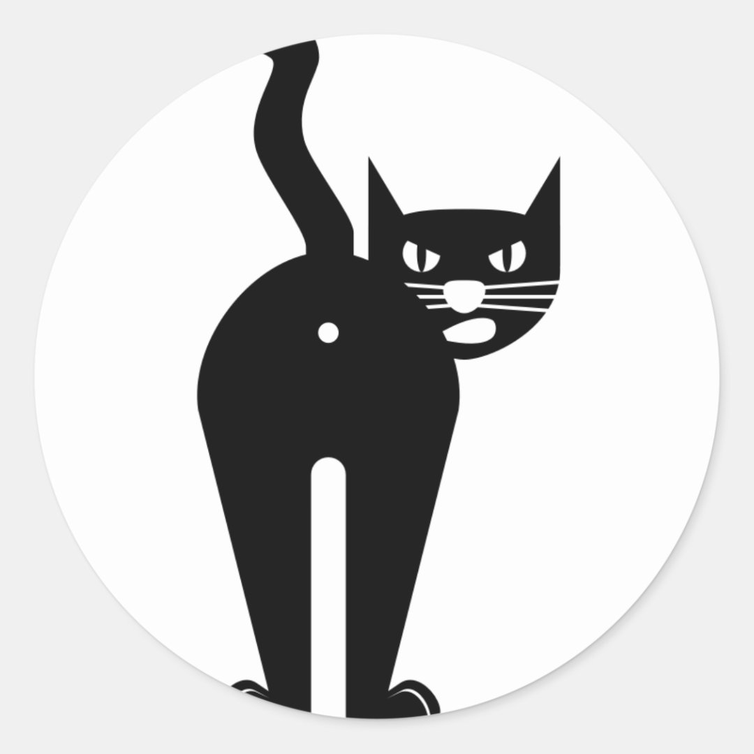 Black Cat Butt Hole Classic Round Sticker Zazzle
