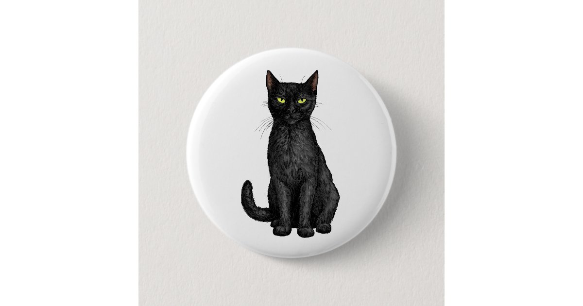 Black cat button | Zazzle