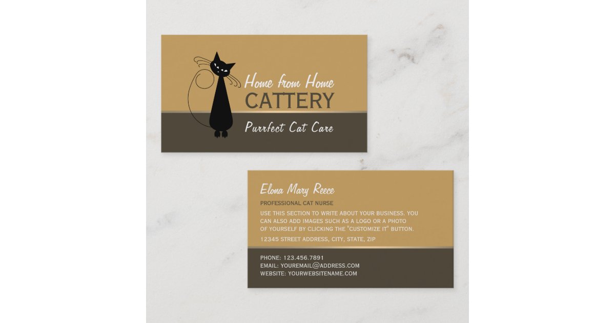 Black Cat, Cattery, Pet Boarding Business Card | Zazzle