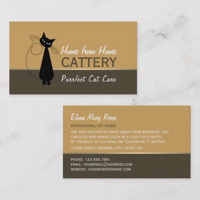 Black Cat, Cattery, Pet Boarding Business Card | Zazzle