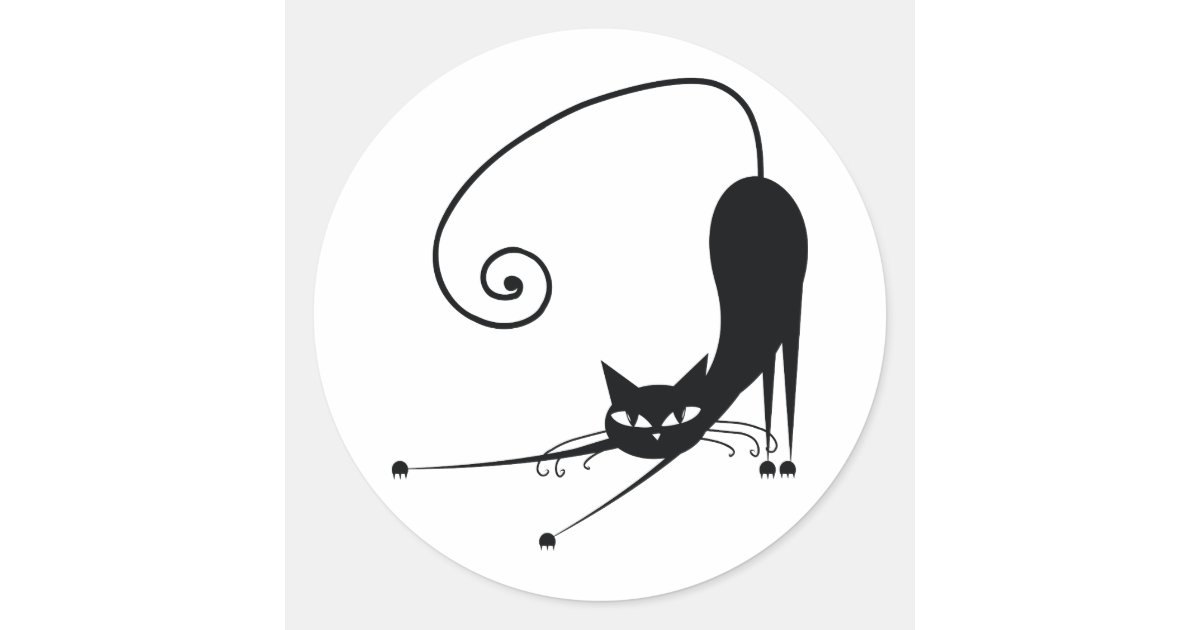 Black Cat Classic Round Sticker | Zazzle