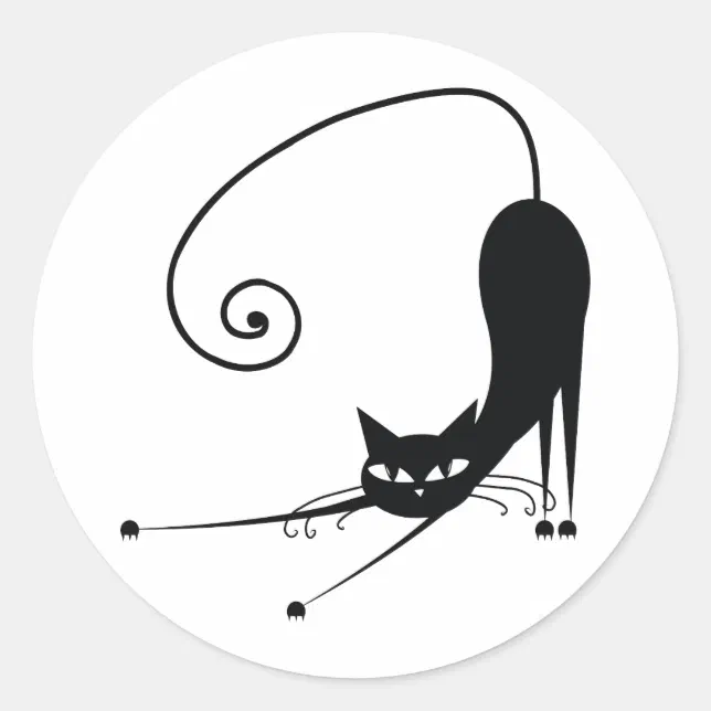 Black Cat Classic Round Sticker | Zazzle