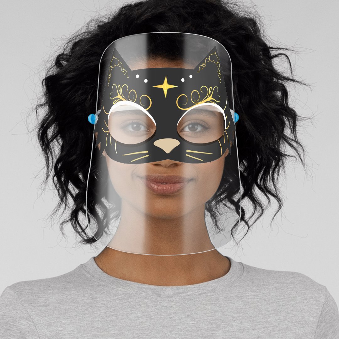 Black cat Decorative Face Shield | Zazzle