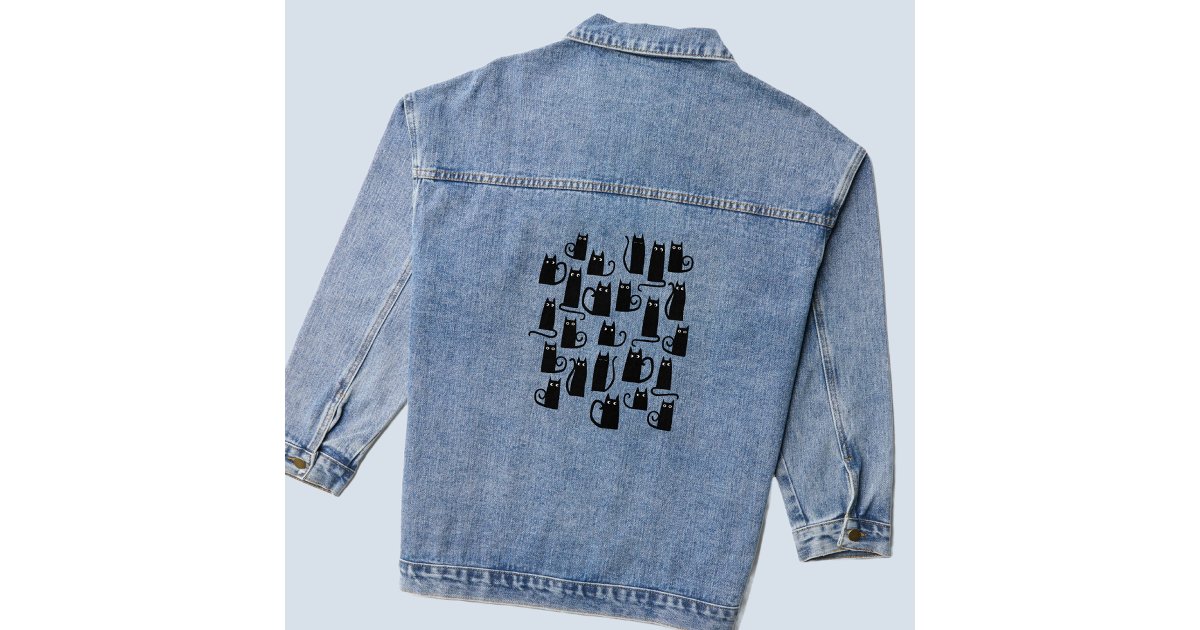 Black Cat Denim Jacket | Zazzle