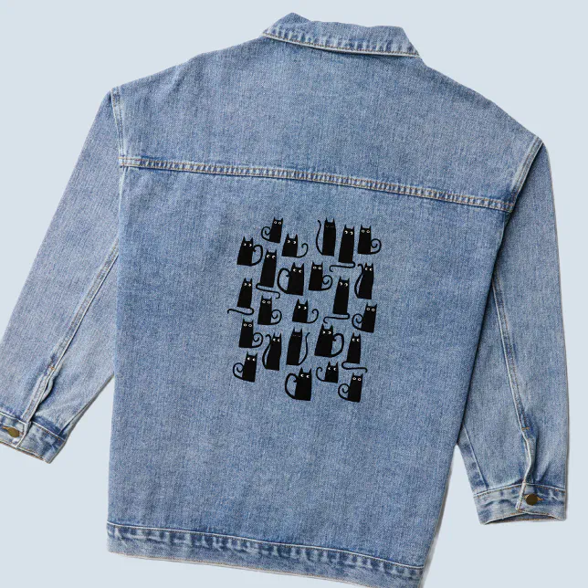 Black Cat Denim Jacket | Zazzle