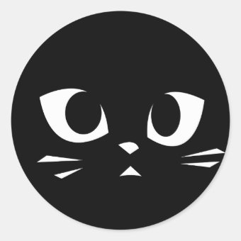 black cat face classic round sticker | Zazzle