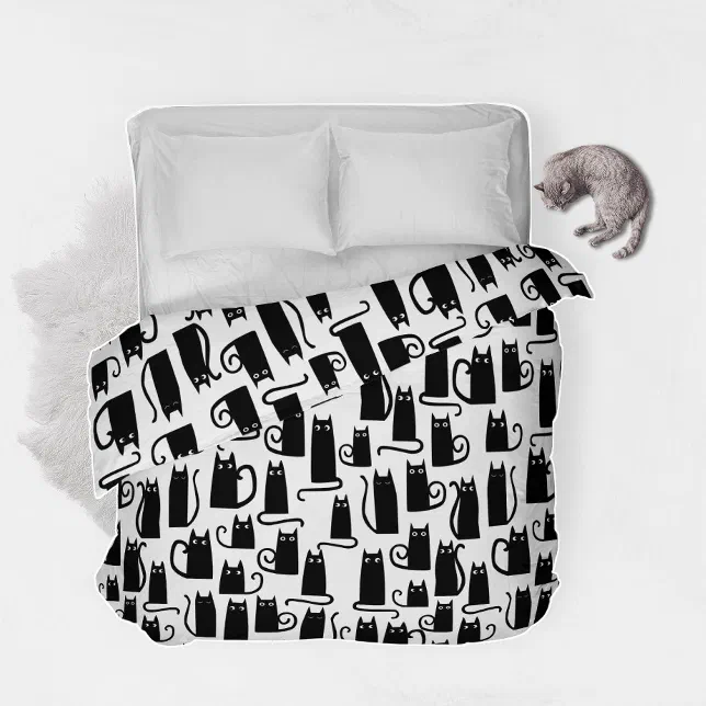 Black Cat Fun Duvet Cover | Zazzle