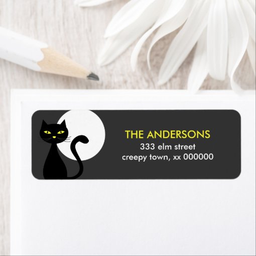 Black Cat Halloween Labels | Zazzle