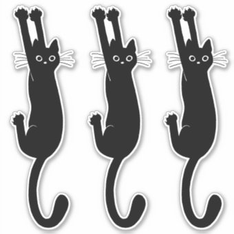 Black Cat Hanging On | Funny Kitty Vinyl Stickers | Zazzle