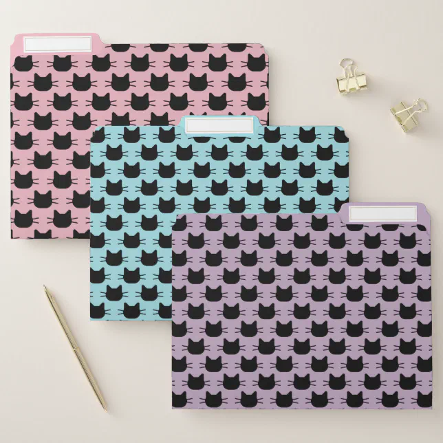 Black Cat Heads Design File Folders Set | Zazzle