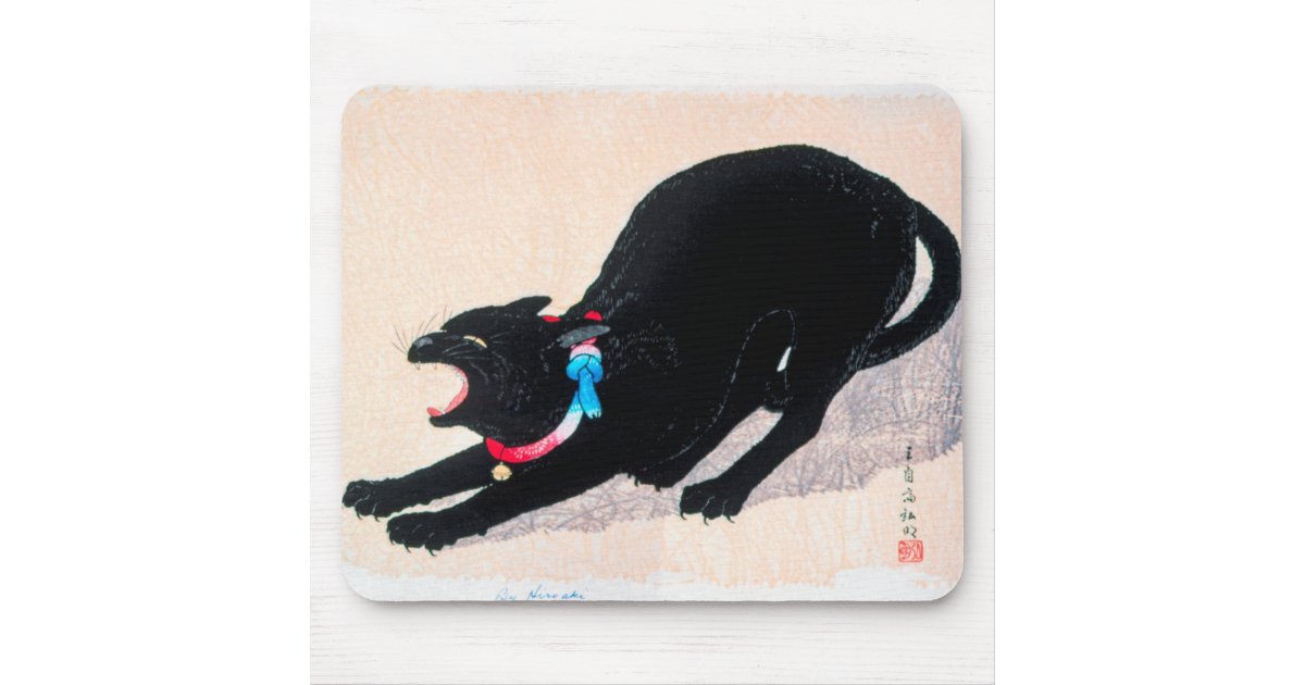 Black Cat Hissing Fine Art by Hiroaki Takahashi Mouse Pad | Zazzle