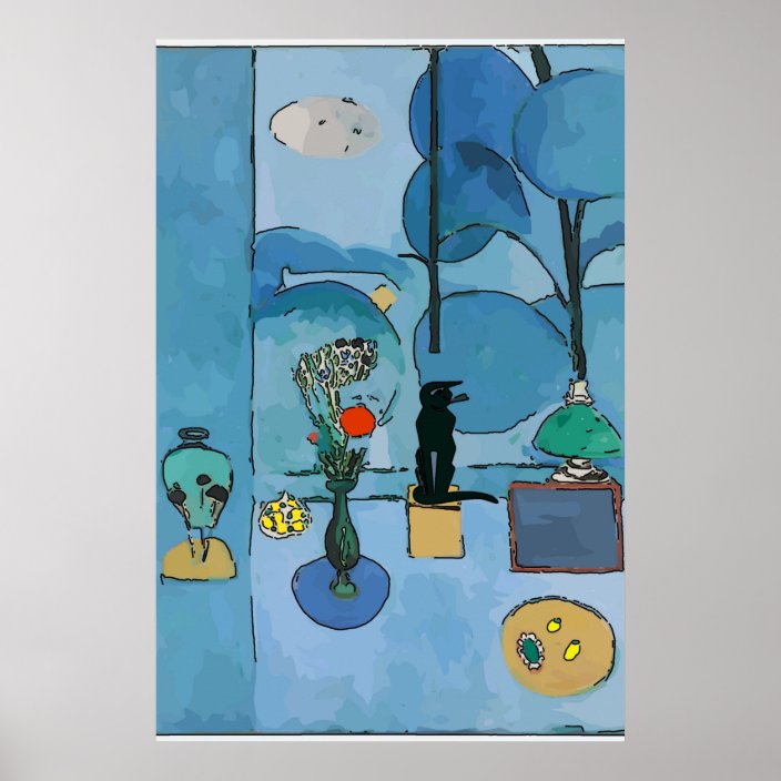 Black Cat In Blue Room Poster | Zazzle.com