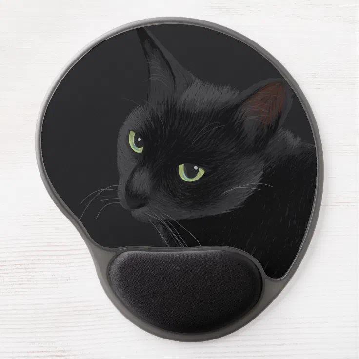 Black cat in the dark gel mouse pad | Zazzle