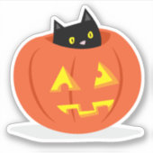 Black Cat Jack O Lantern Halloween Illustration Sticker | Zazzle