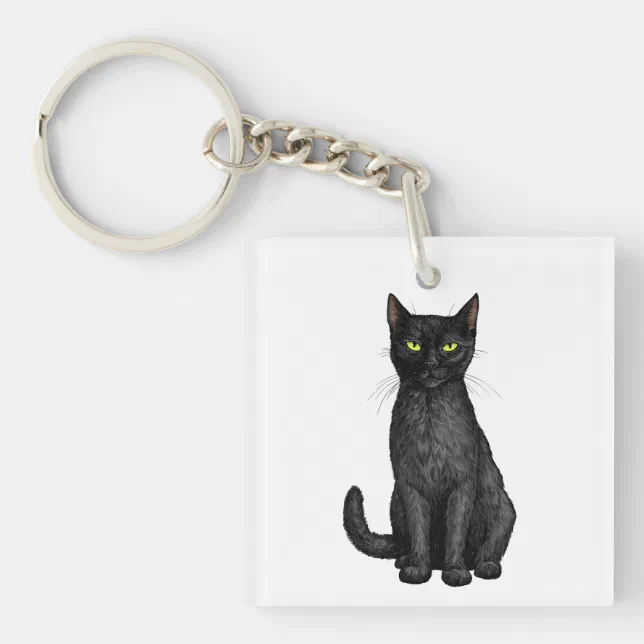 Black cat keychain | Zazzle