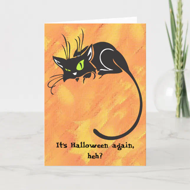 Black Cat Kids Halloween Card | Zazzle