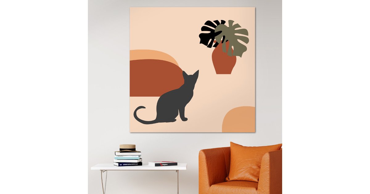Black Cat Modern Abstract Poster | Zazzle