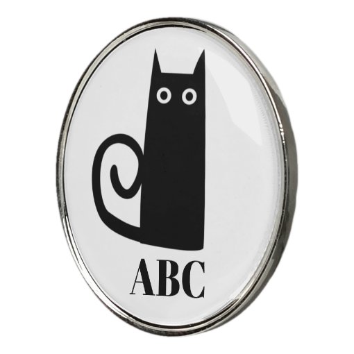 Black Cat Monogram Golf Ball Marker | Zazzle