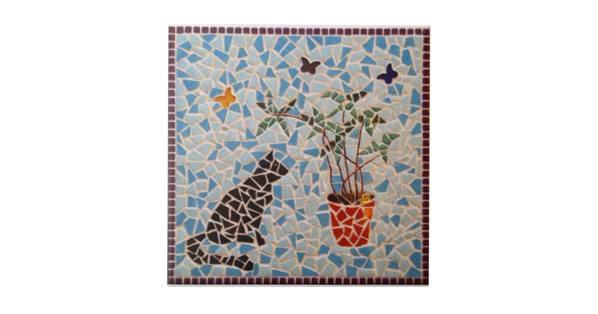 Black Cat Mosaic Tile | Zazzle