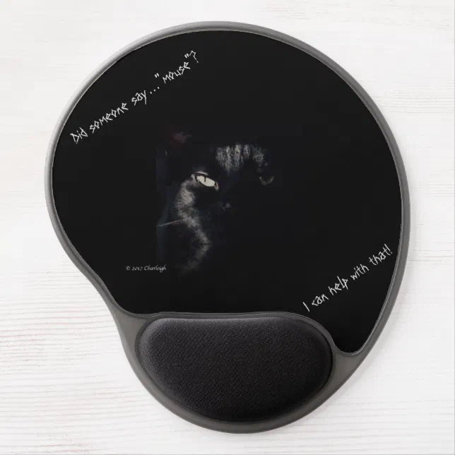 Black Cat Mouse Pad with wrist support | Zazzle