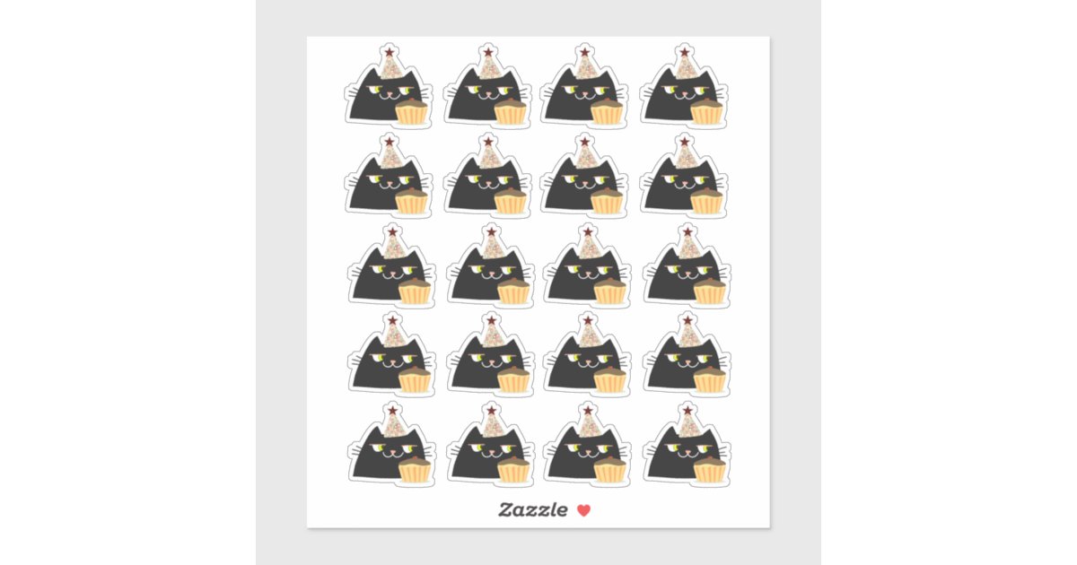 Black Cat Party Sticker | Zazzle