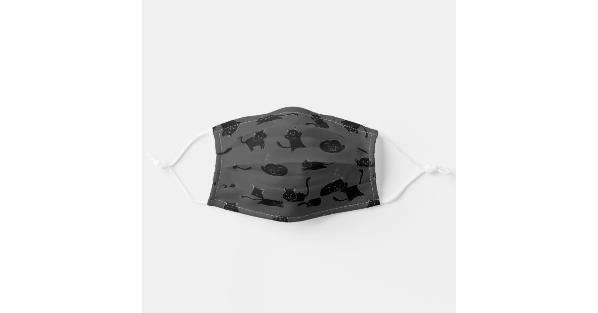 Black Cat Pattern Dark Gray Adult Cloth Face Mask | Zazzle