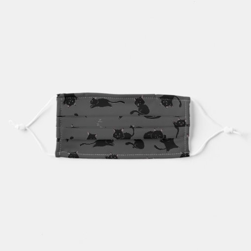 Black Cat Pattern Dark Gray Adult Cloth Face Mask | Zazzle