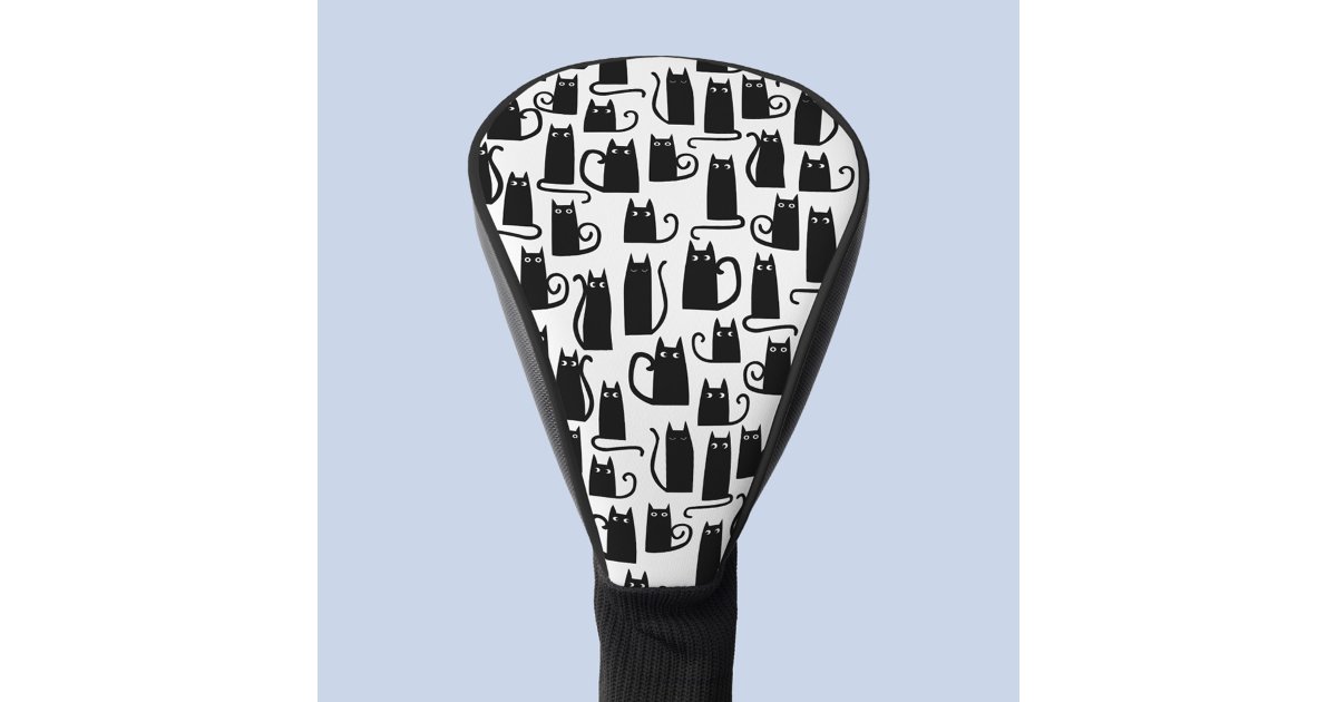 Black Cat Pattern Golf Head Cover | Zazzle