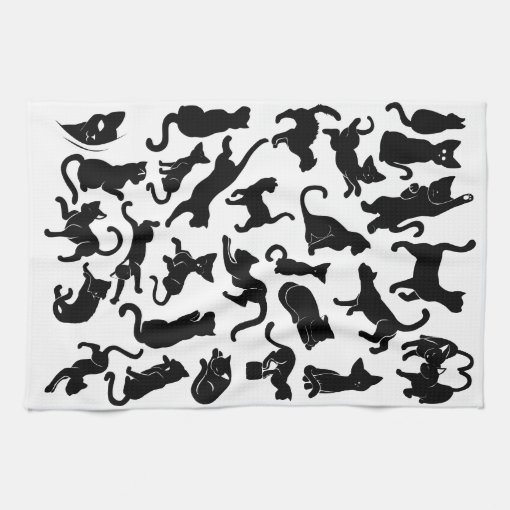 Black Cat Pattern Kitchen Towel | Zazzle