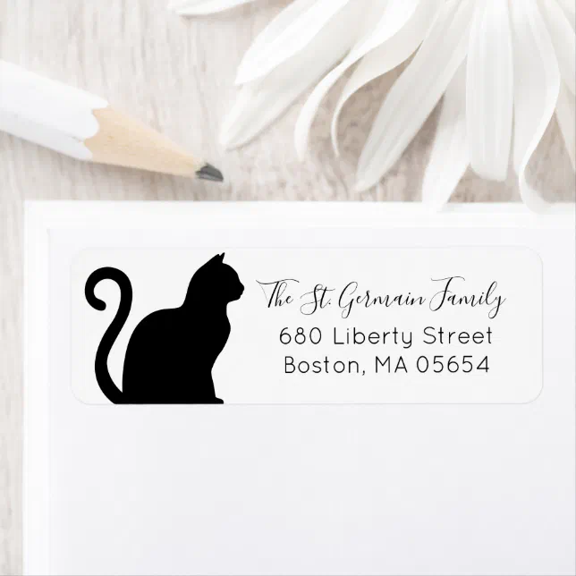 Black Cat Return Address Label | Zazzle