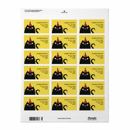 Black Cat Return Address Label | Zazzle