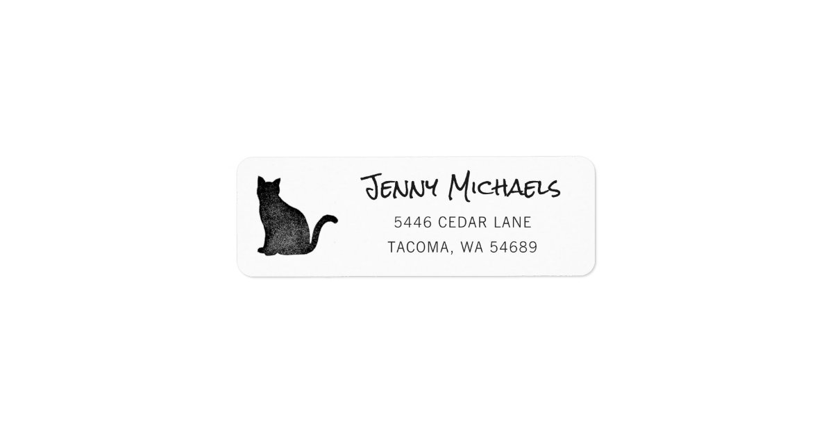 Black Cat Silhouette Cat Lover Return Address Label | Zazzle