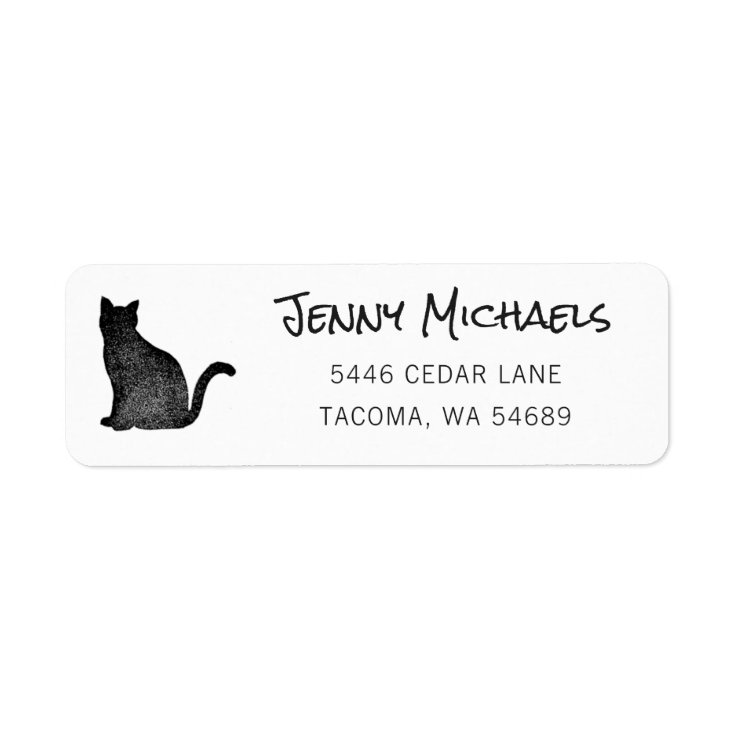 Black Cat Silhouette Cat Lover Return Address Label | Zazzle