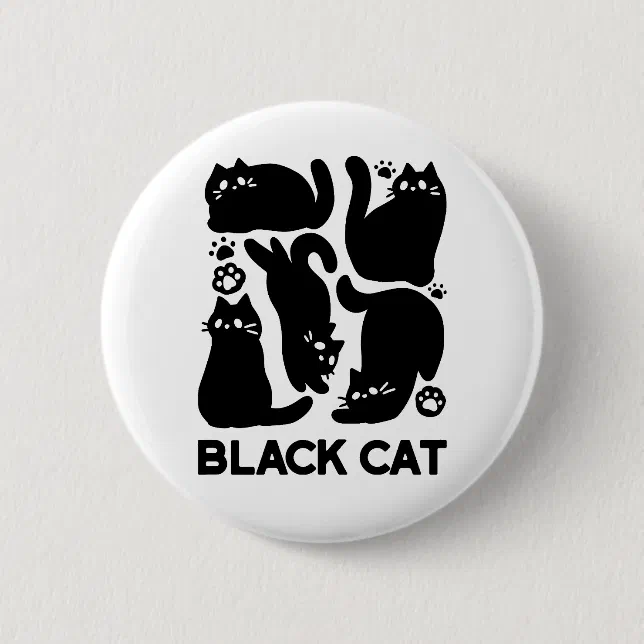 Black Cat Silhouettes - Cute Feline Design Button | Zazzle