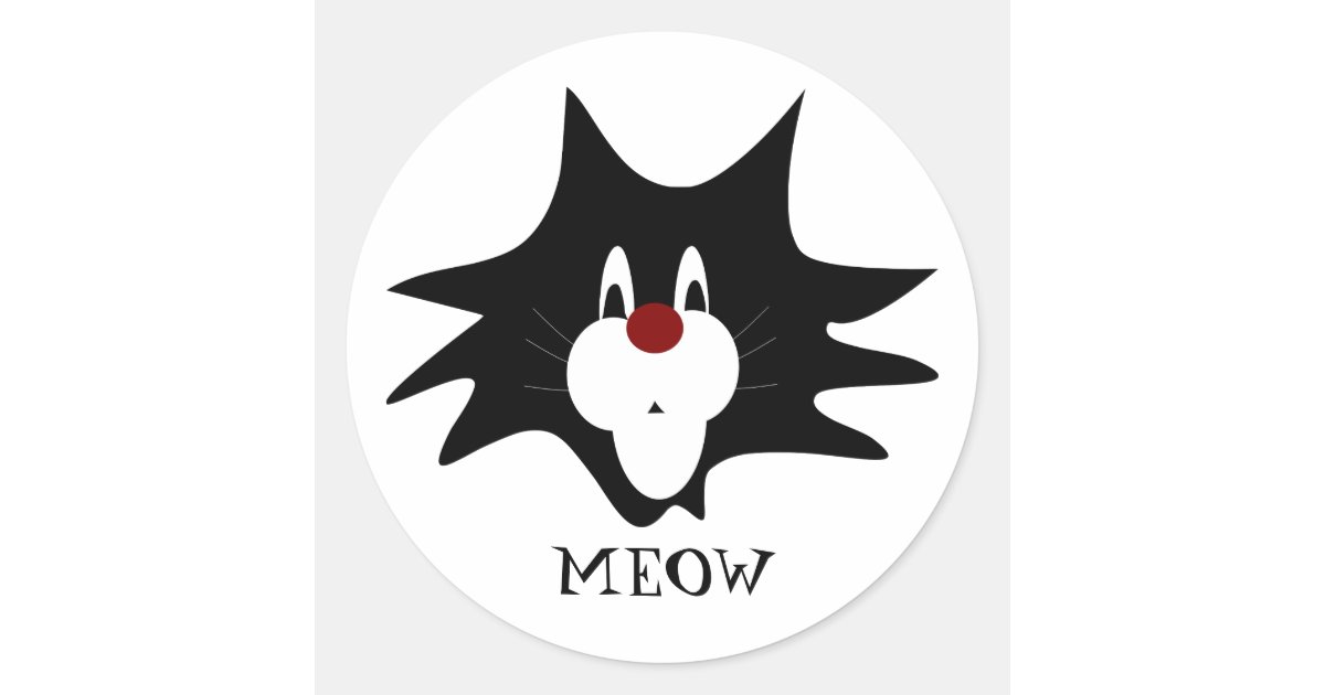 Black Cat Splat Classic Round Sticker | Zazzle