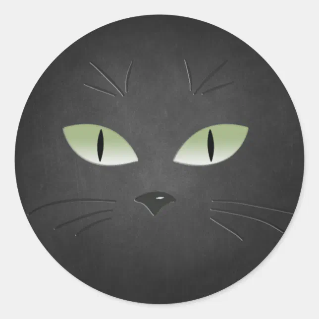 Black Cat Spooky Halloween Classic Round Sticker | Zazzle