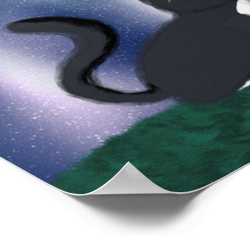 Black Cat Starry Night Painting Poster | Zazzle