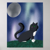 Black Cat Starry Night Painting Poster | Zazzle