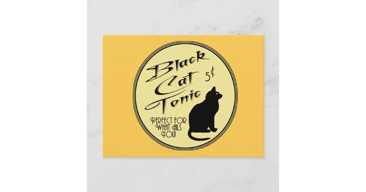 Black Cat Tonic Postcard | Zazzle