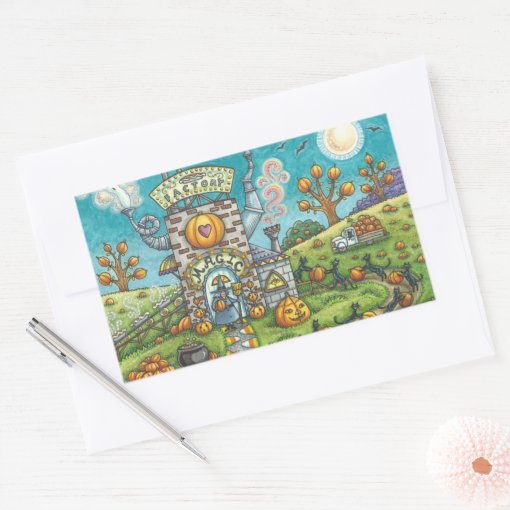 BLACK CAT, WITCH PUMPKIN PIE FACTORY STICKERS Rec | Zazzle