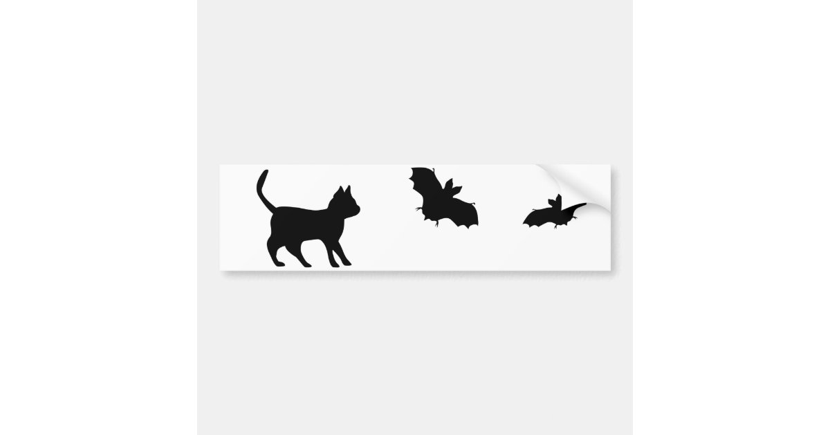 Black Cat with Bat Bumper Sticker | Zazzle