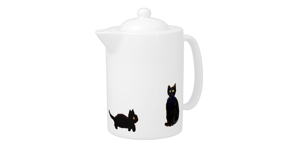 Black Cats Art Cute Kitty Teapot | Zazzle
