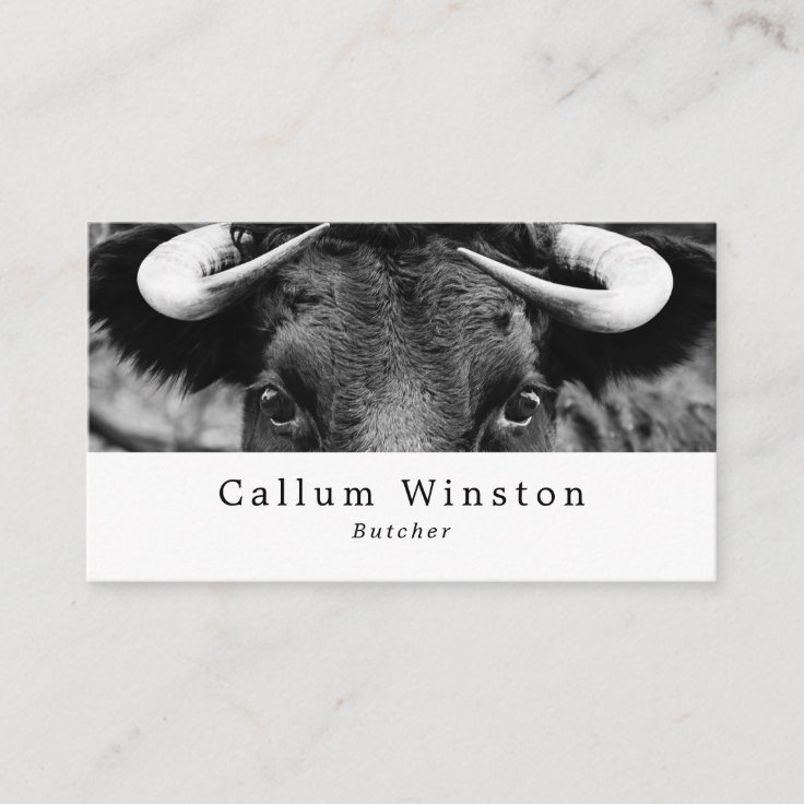 Black Cattle, Farmer & Butcher Business Card | Zazzle