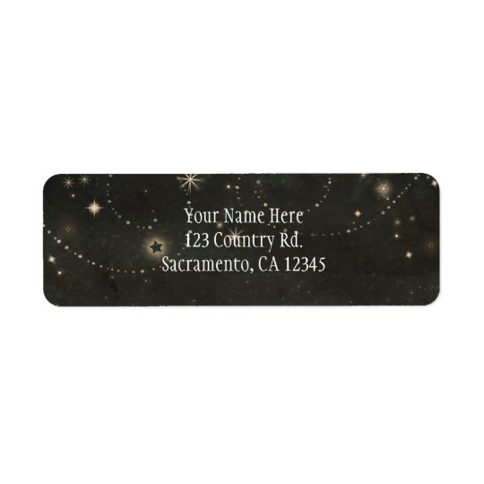 Black Celestial Dark Starry Sky Swirls Invitation Label | Zazzle.com