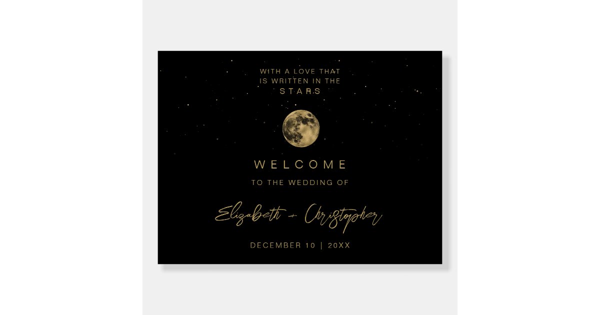 Black Celestial Wedding Welcome Sign | Zazzle