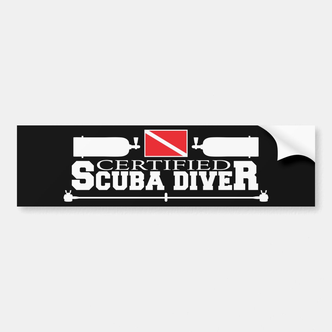 Black Certified Scuba Diver Bumper Sticker | Zazzle